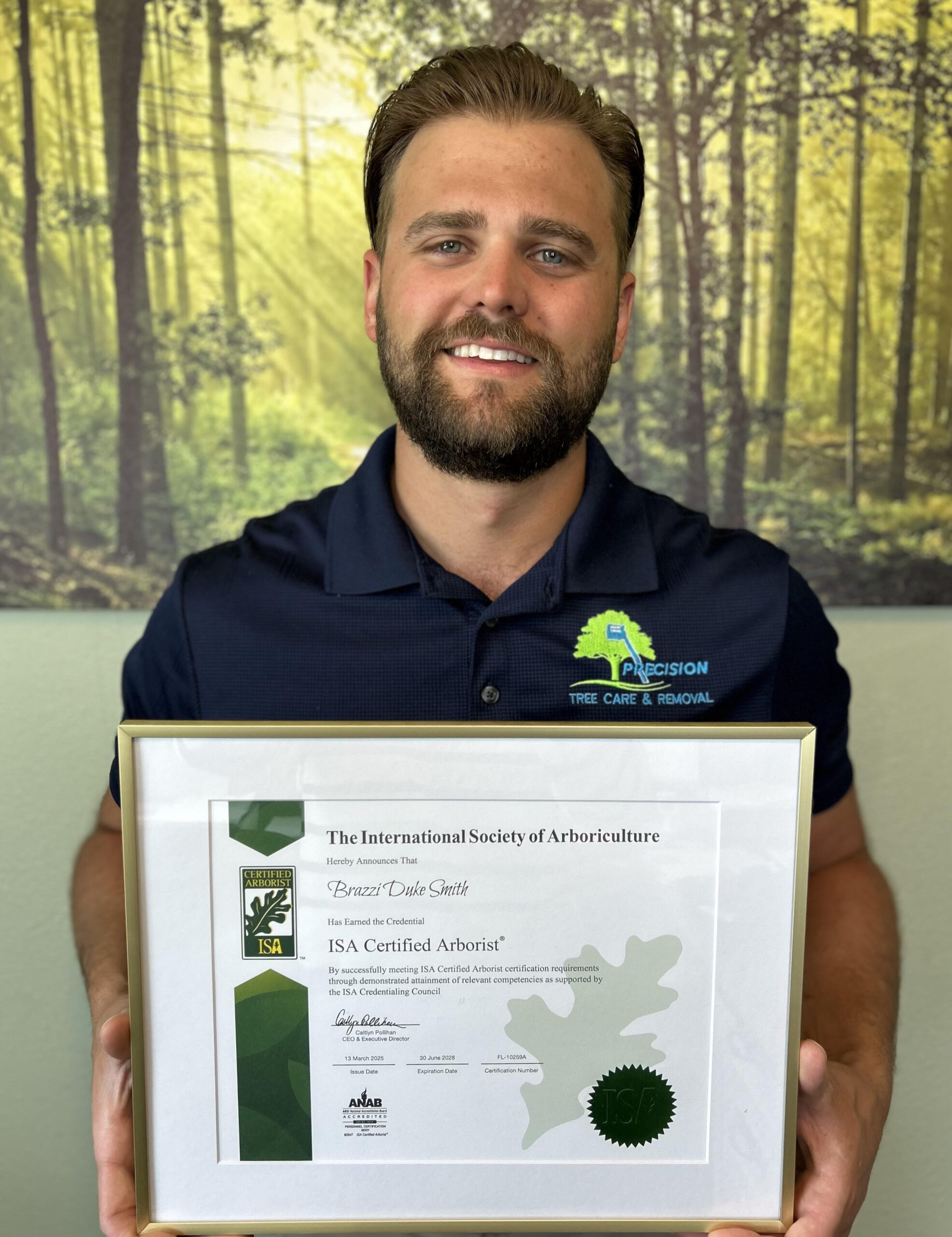 Brazzi Smith of Precision Tree Care & Removal is Now an ISA Certified ...